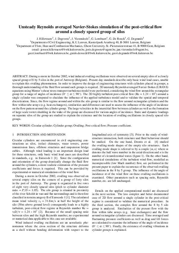 (PDF) Unsteady RANS Simulation of Wind Flow Around Silo Groups