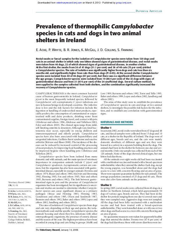 (PDF) Prevalence of thermophilic Campylobacter species in household ...