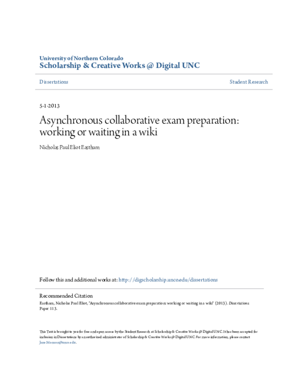 (PDF) Asynchronous collaborative exam preparation: Working or waiting ...