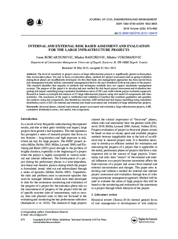 (PDF) Internal and external risk based assesment and evaluation for the ...