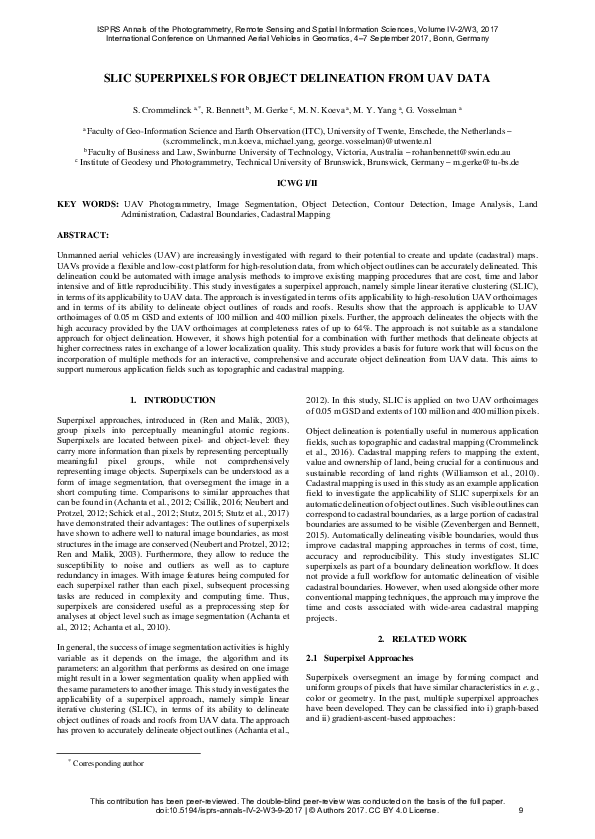 (PDF) Slic Superpixels for Object Delineation from Uav Data