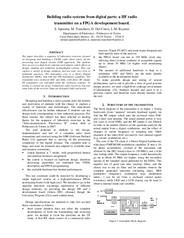 (PDF) Building radio systems from digital parts: a HF radio transmitter ...