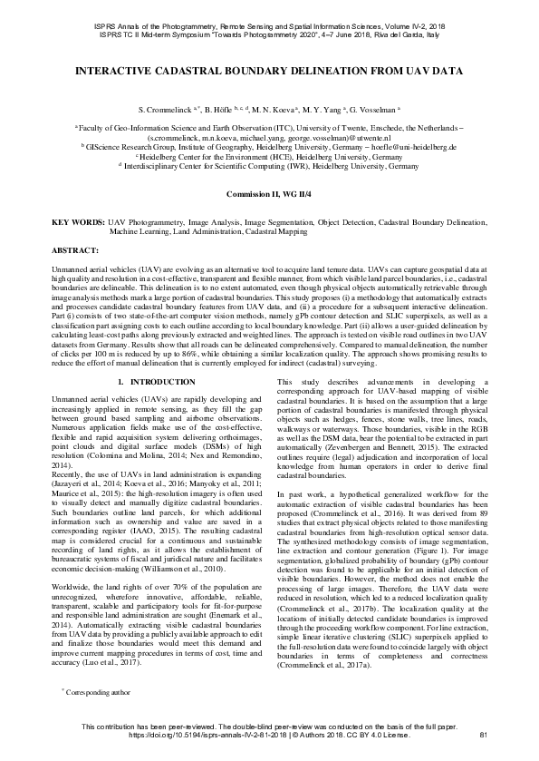 Pdf Interactive Cadastral Boundary Delineation From Uav Data
