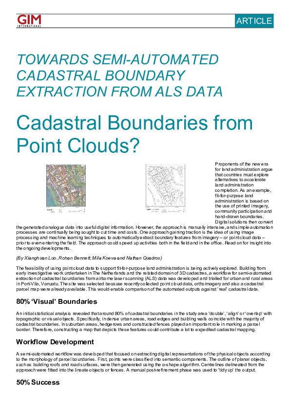 (PDF) TOWARDS SEMI-AUTOMATED CADASTRAL BOUNDARY EXTRACTION FROM ALS DATA Cadastral Boundaries ...