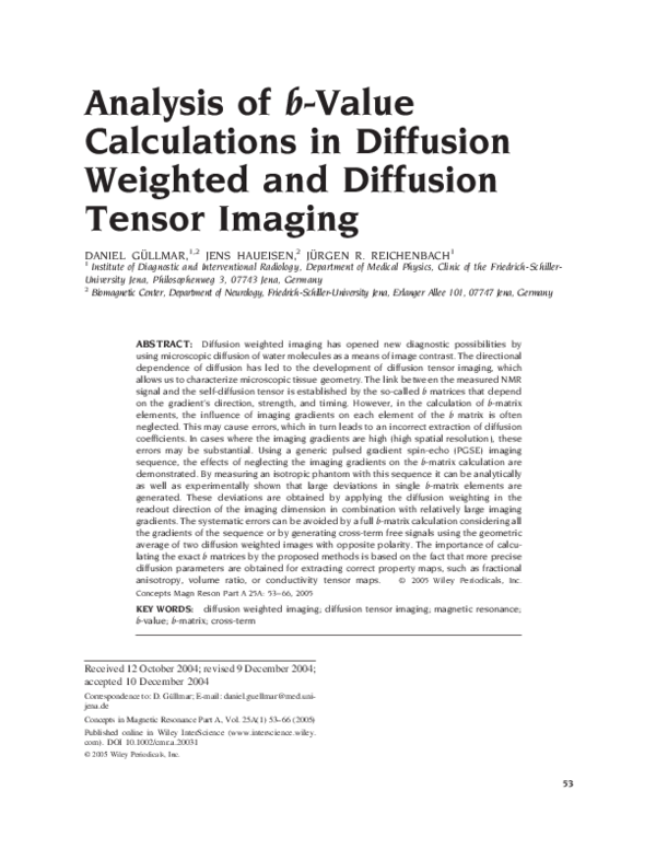 (PDF) Analysis ofb-value calculations in diffusion weighted and diffusion tensor imaging