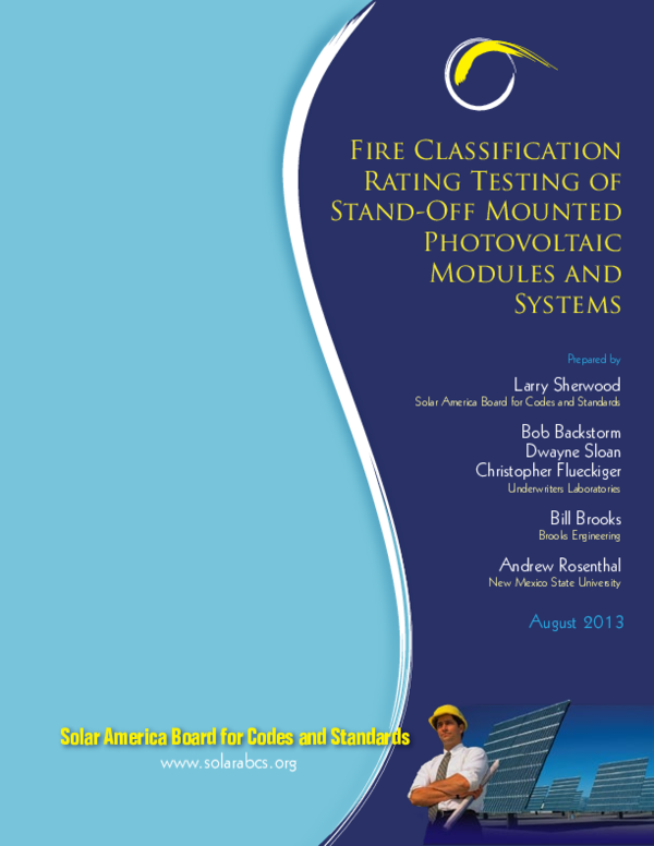 (PDF) Fire Classification Rating Testing of Stand-Off Mounted ...