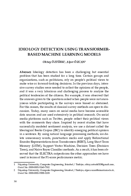 Pdf Ideology Detection Using Transformer Based Machine Learning Models