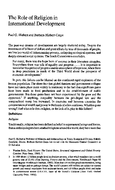 (PDF) The Role of Religion in International Development