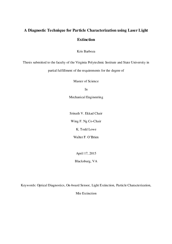(PDF) A Diagnostic Technique for Particle Characterization Using Laser ...