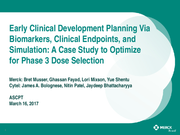 (PDF) Early Clinical Development Planning via Biomarkers, Clinical ...