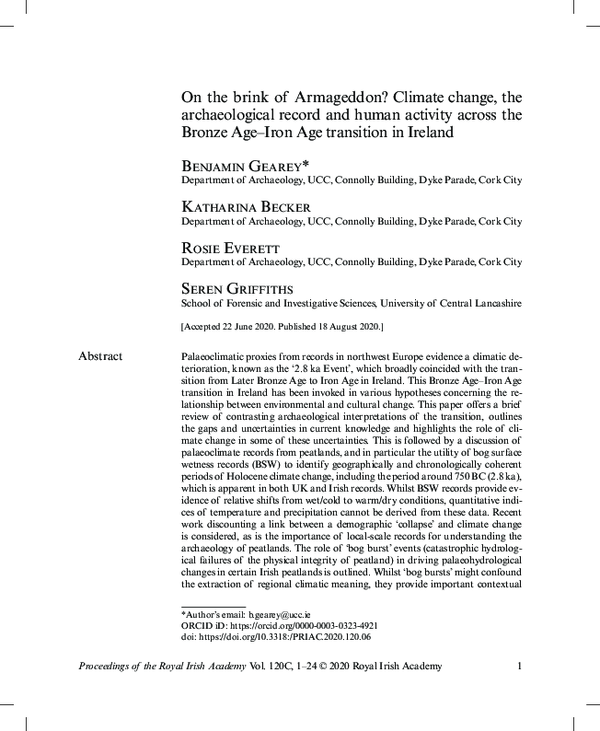 (PDF) On the brink of Armageddon? Climate change, the archaeological ...