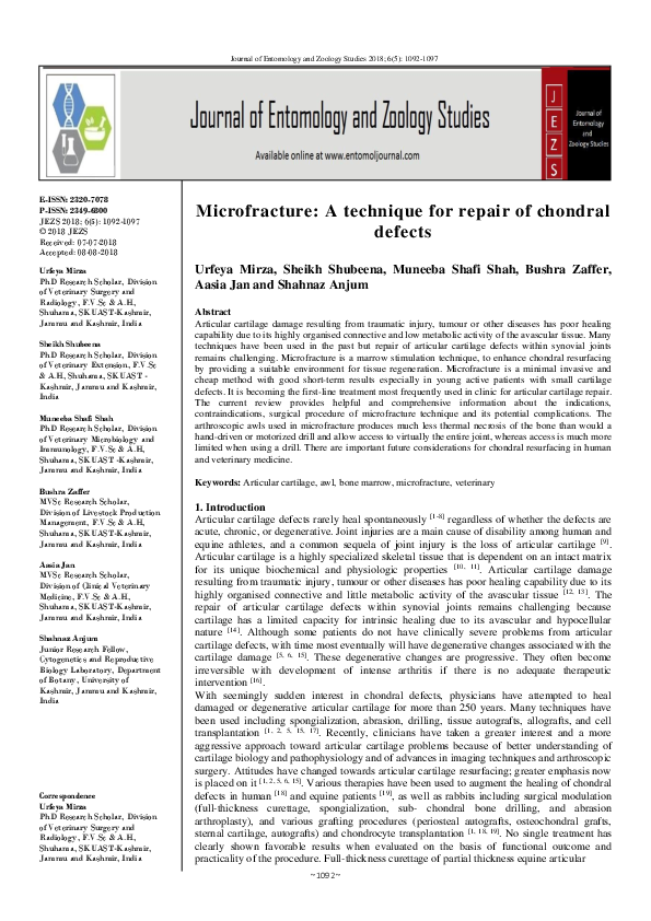 (PDF) Microfracture: A technique for repair of chondral defects