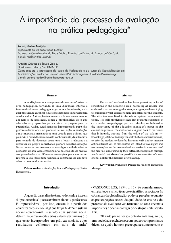 (PDF) A importância do processo de avaliação na prática pedagógica