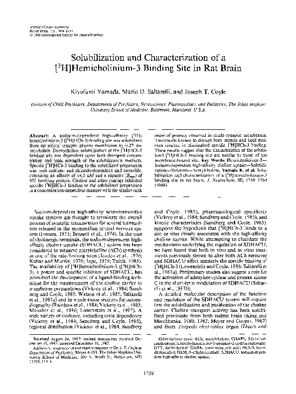 (PDF) Solubilization and Characterization of a [ 3 H]Hemicholinium-3 ...