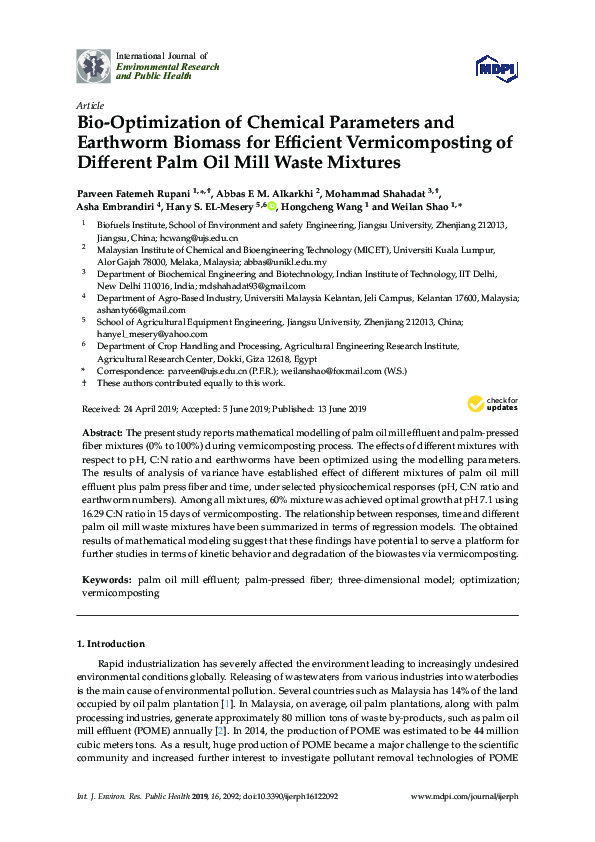 (PDF) Bio-Optimization of Chemical Parameters and Earthworm Biomass for ...