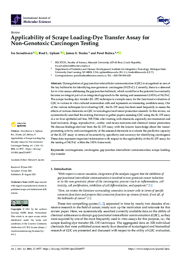 (PDF) Applicability of Scrape Loading-Dye Transfer Assay for Non ...