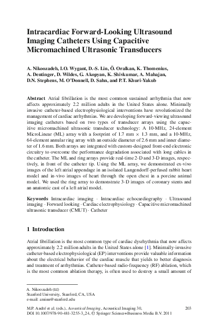 (PDF) Intracardiac Forward-Looking Ultrasound Imaging Catheters Using ...