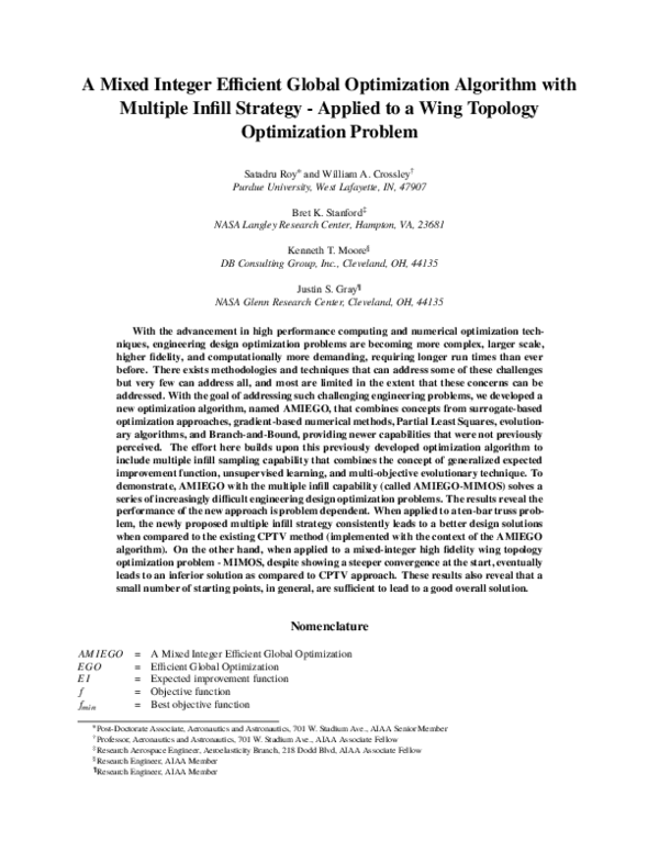 (PDF) A Mixed Integer Efficient Global Optimization Algorithm with Multiple Infill Strategy ...
