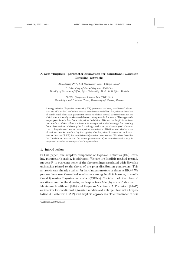 Pdf A New Implicit Parameter Estimation For Conditional Gaussian Bayesian Networks
