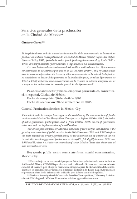 (PDF) Servicios generales de la producción en la Ciudad de México ...