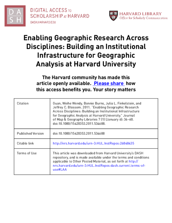 (PDF) Enabling geographic research across disciplines: Building an ...