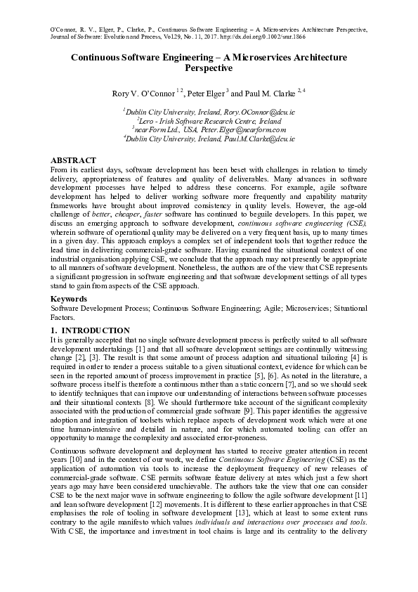 (PDF) Continuous software engineering-A microservices architecture perspective