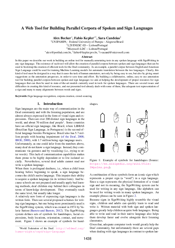 (PDF) A Web Tool for Building Parallel Corpora of Spoken and Sign Languages