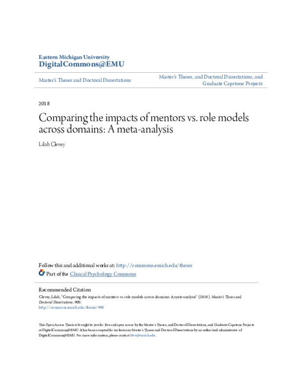 (PDF) Comparing the impacts of mentors vs. role models across domains ...