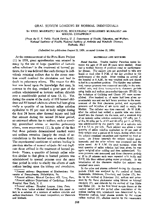 (PDF) Oral sodium loading in normal individuals