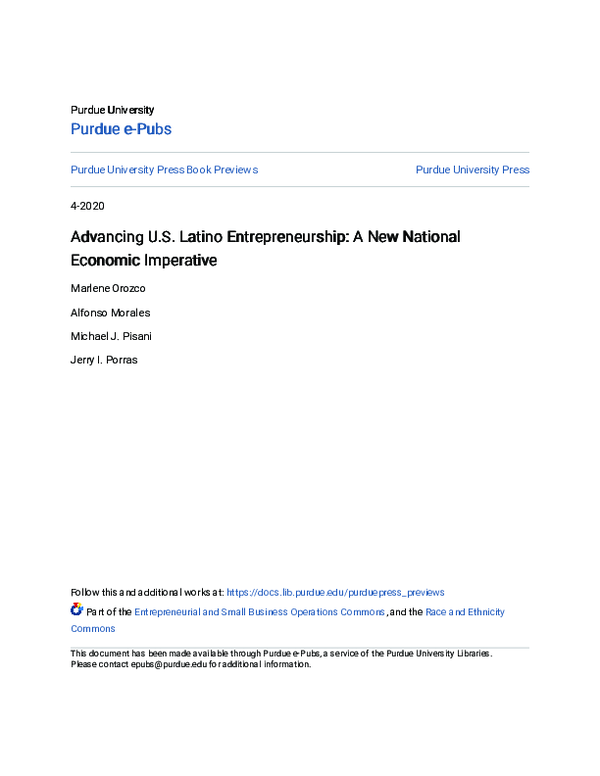 (PDF) Advancing U.S. Latino Entrepreneurship: A New National Economic ...
