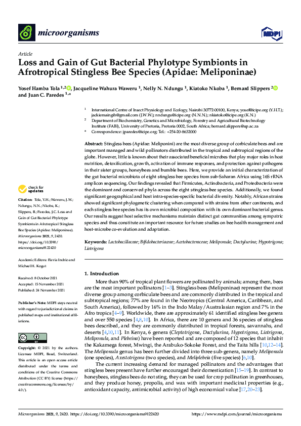 (PDF) Loss and Gain of Gut Bacterial Phylotype Symbionts in ...