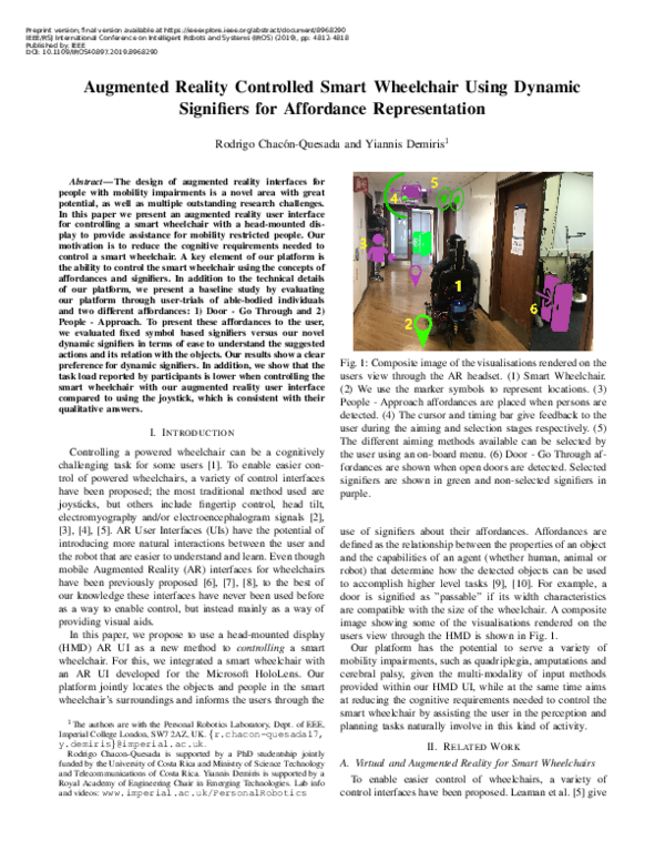 (PDF) Augmented Reality Controlled Smart Wheelchair Using Dynamic Signifiers for Affordance ...
