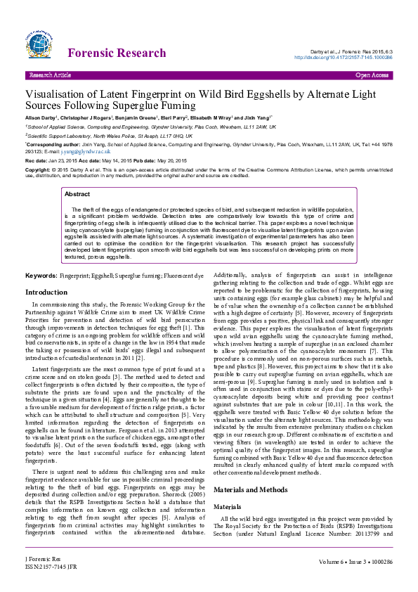 (PDF) Visualisation of Latent Fingerprint on Wild Bird Eggshells by ...