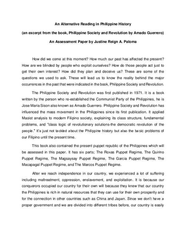 (PDF) An Alternative Reading in Philippine History (an excerpt from the ...