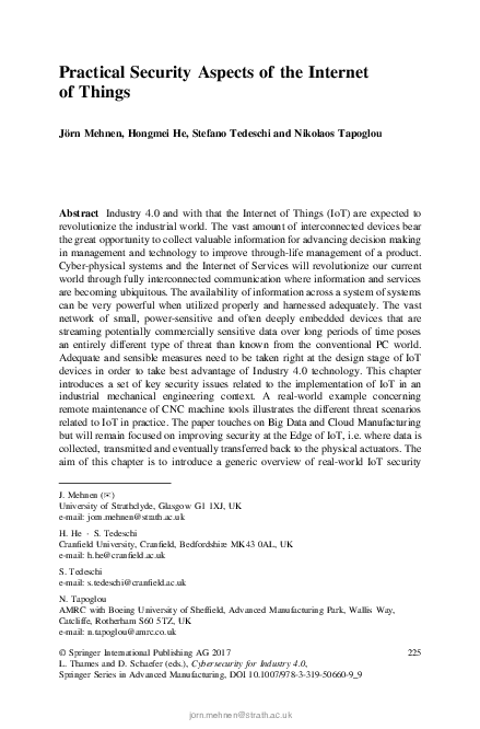 (PDF) Practical Security Aspects of the Internet of Things