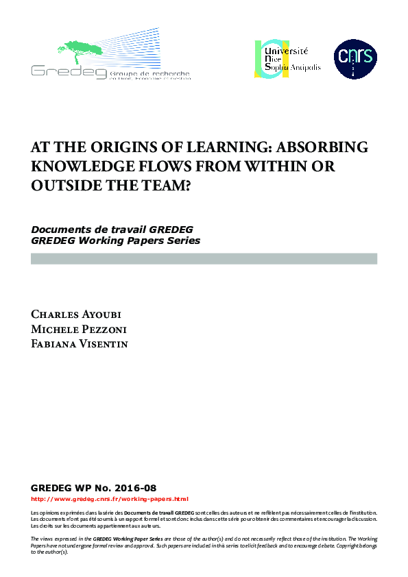 (PDF) At the origins of learning: Absorbing knowledge flows from within ...