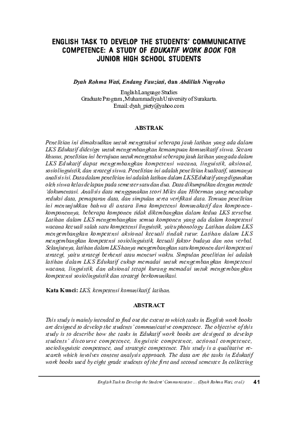 (PDF) English Task to Develop The Students’ Communicative Competence: a ...