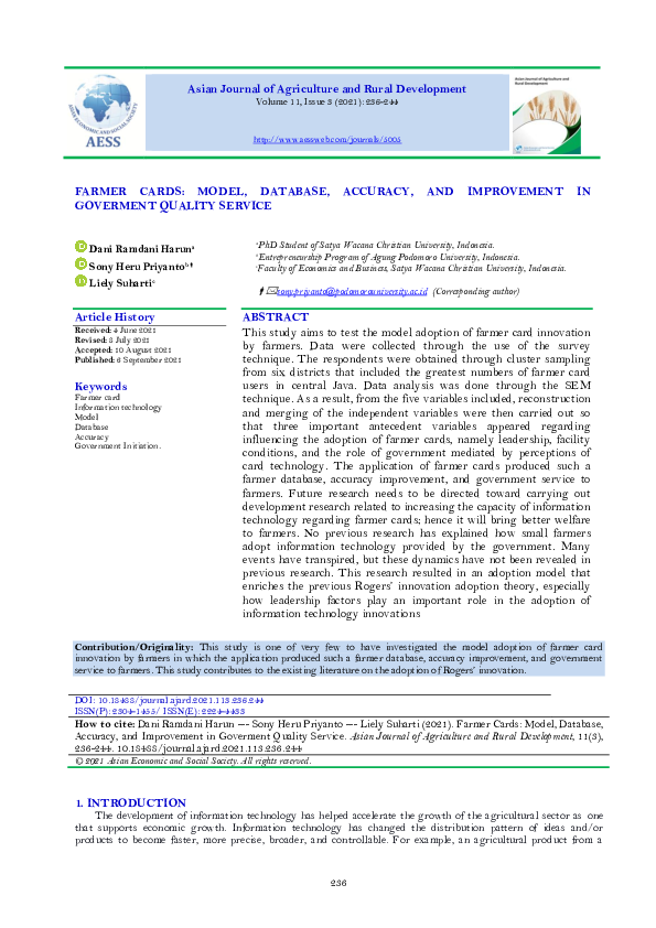 (PDF) Farmer Cards: Model, Database, Accuracy, and Improvement in ...