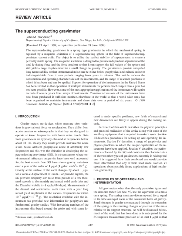 (PDF) A Superconducting Gravimeter