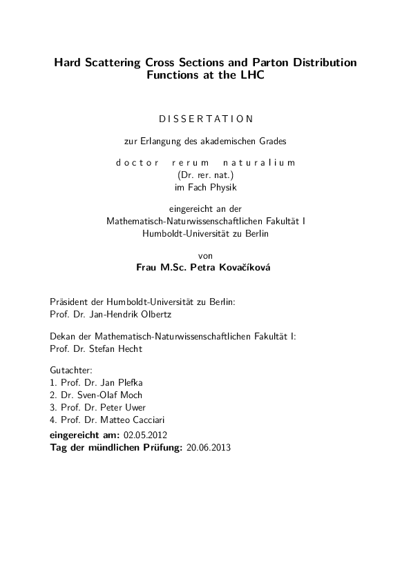 (PDF) Hard scattering cross sections and parton distribution functions ...