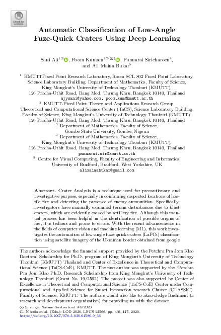 (PDF) Automatic Classification of Low-Angle Fuze-Quick Craters Using Deep Learning