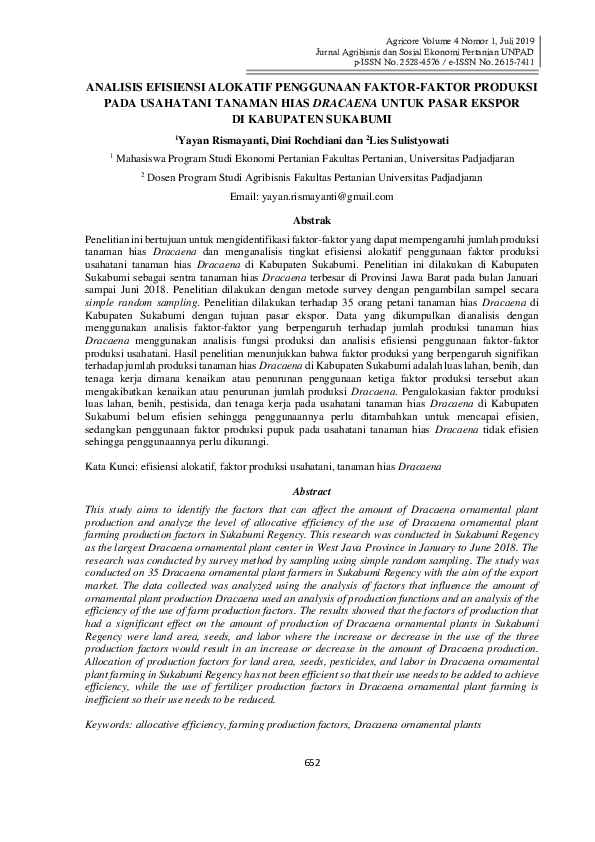 (PDF) Analisis Efisiensi Alokatif Penggunaan Faktor-Faktor Produksi Pada Usahatani Jagung DI ...