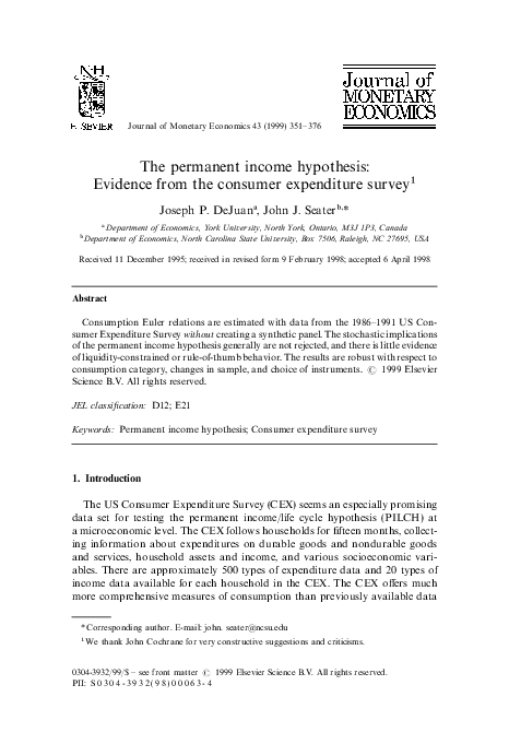 (PDF) The permanent income hypothesis