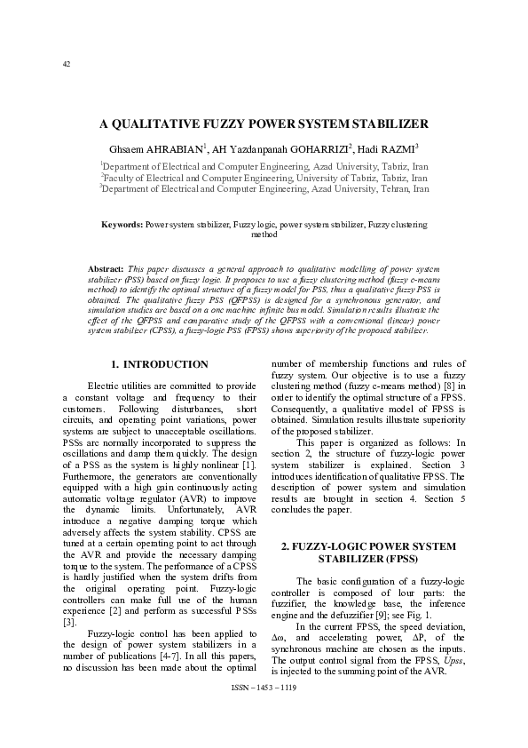 (PDF) A Qualitative Fuzzy Power System Stabilizer