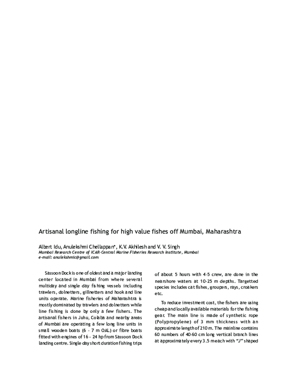 (PDF) Artisanal longline fishing for high value fishes off Mumbai ...