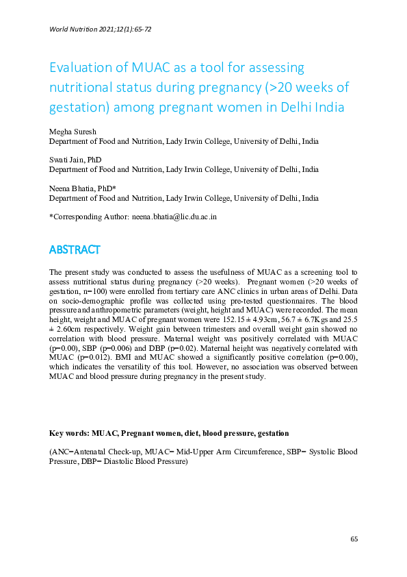 (PDF) Evaluation of MUAC as a tool for assessing nutritional status ...