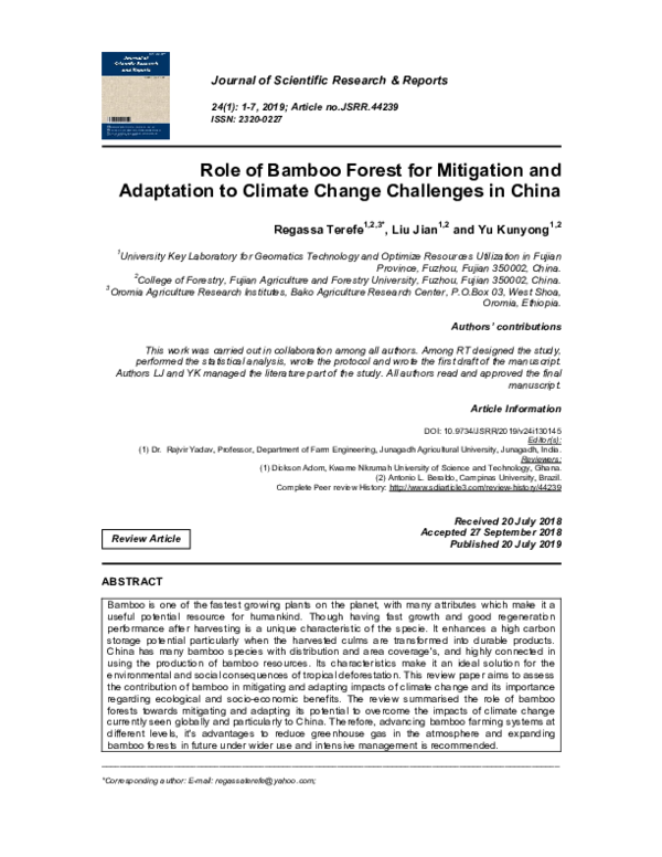 (PDF) Role of Bamboo Forest for Mitigation and Adaptation to Climate ...