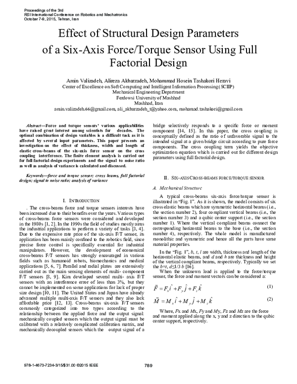 (PDF) Effect of structural design parameters of a six-axis force/torque ...