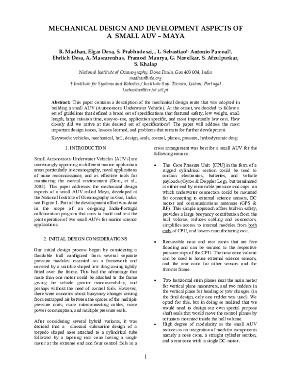 (PDF) Mechanical Design and Development Aspects of a Small Auv