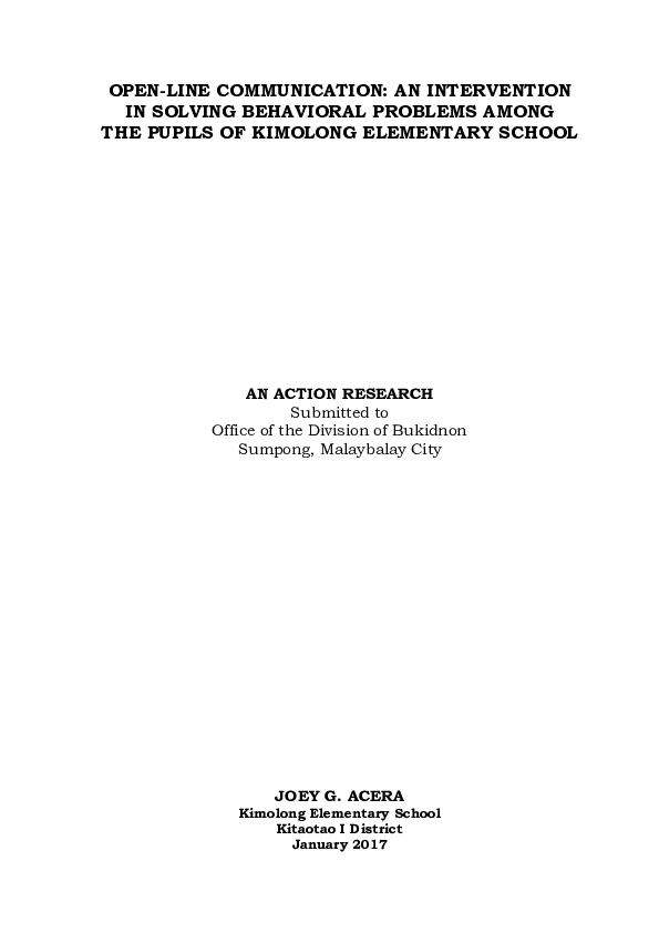 (DOC) OPEN-LINE COMMUNICATION: AN INTERVENTION IN SOLVING BEHAVIORAL ...